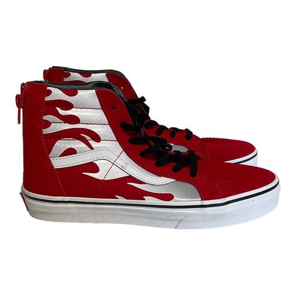 Vans | Shoes | Vans Big Kid Sk8 Hi Zip Red White Sneaker Shoe Size 55 ...